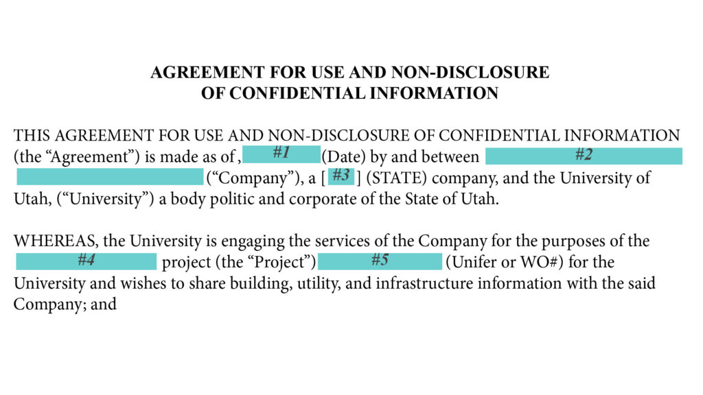 University of Utah Non-Disclosure Agreement (NDA) – Construction Management